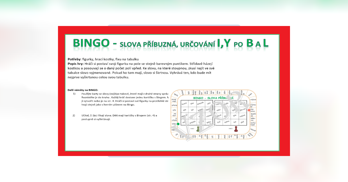 Bingo po B a L | Učitelnice