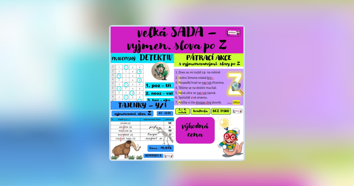 Vyjmenovaná slova po Z - velká sada | Učitelnice