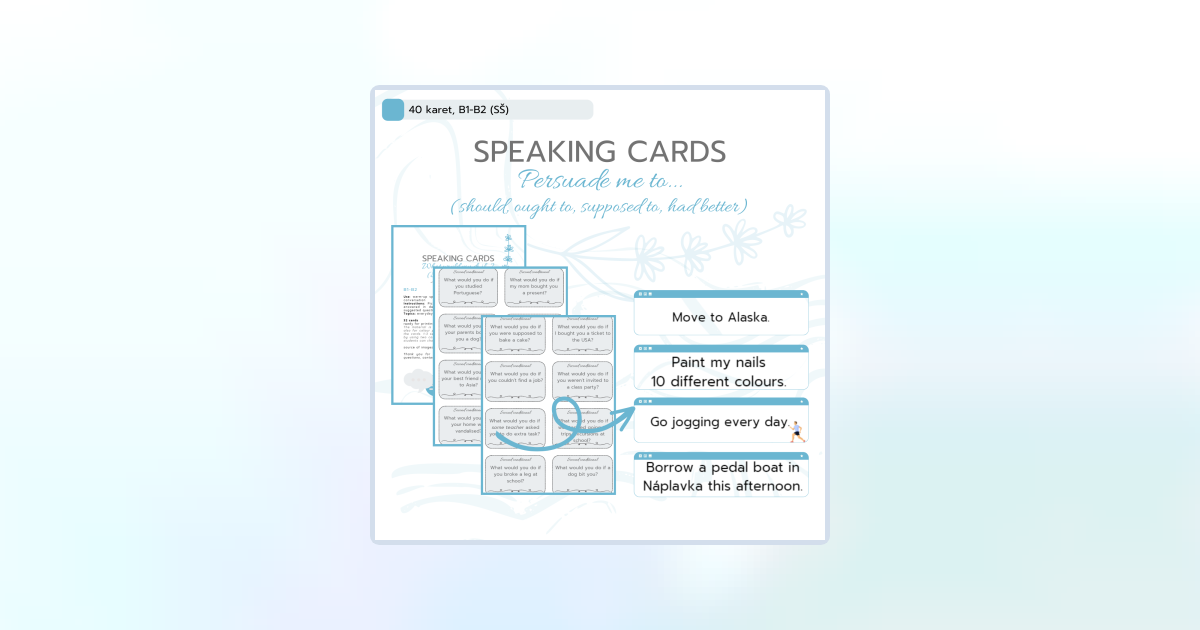 Speaking cards: Persuade me to… | B1-B2 | should, ought to, had better ...