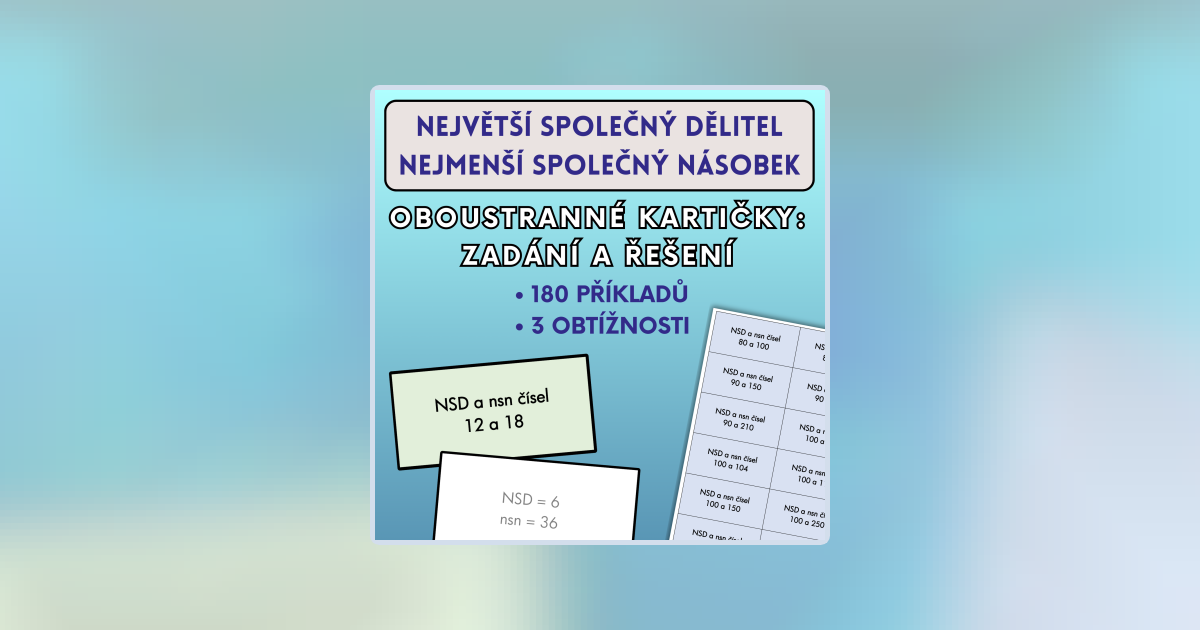 Největší společný dělitel, nejmenší společný násobek - oboustranné ...