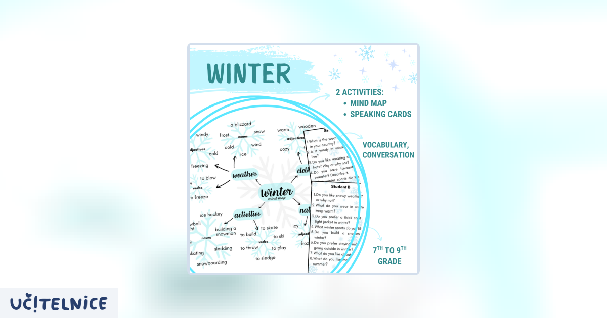 Winter: mind map, speaking cards | Učitelnice