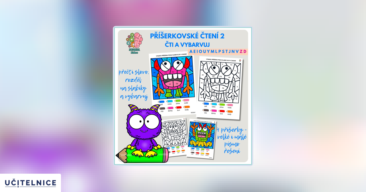 Příšerkovské čtení a vybarvování slabik 2 | Učitelnice