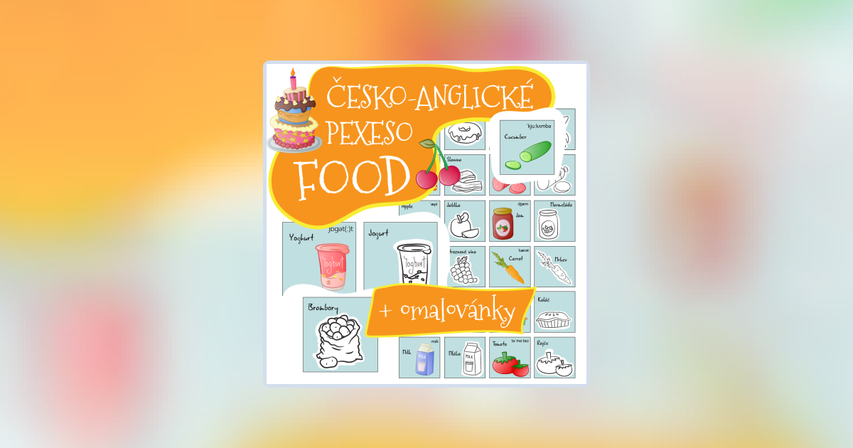 Česko-Anglické omalovánkové pexeso (food) | Učitelnice