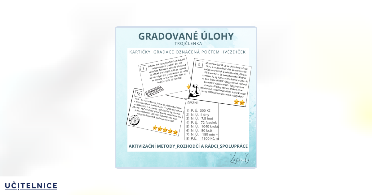 Gradované úlohy - slovní úlohy - trojčlenka | Učitelnice