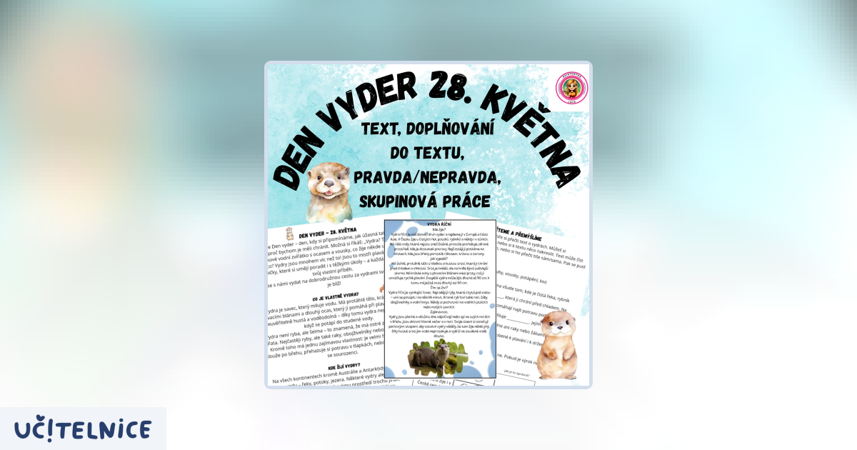 Den vyder 28. května - text, doplňování, pravda/nepravda, skupinkovka ...