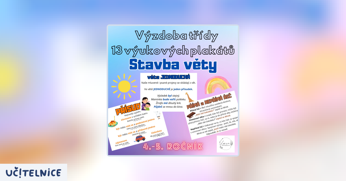 PLAKÁTY STAVBA VĚTY | Učitelnice