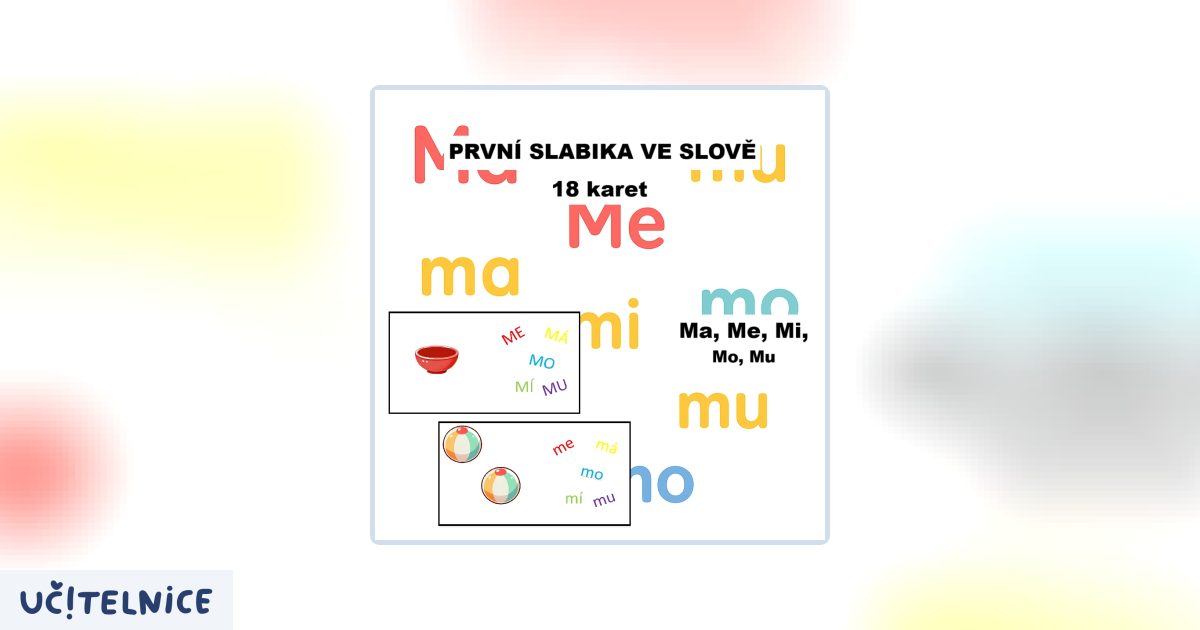 1. slabika ve slově - Ma, Me, Mi, Mo, Mu | Učitelnice