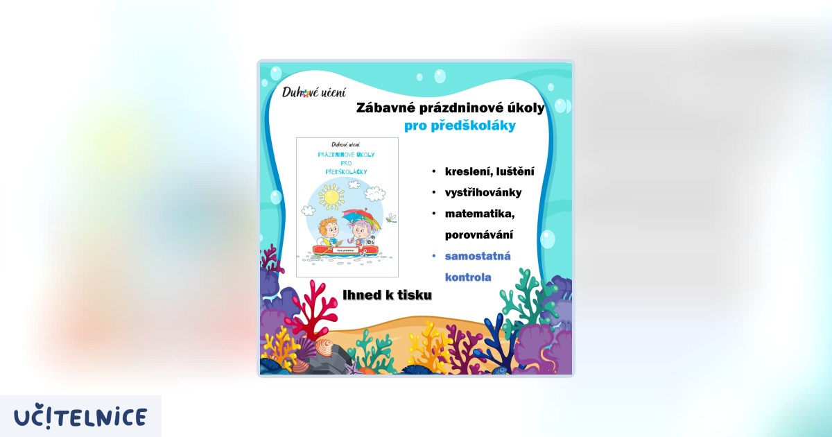 Zábavné prázdninové úkoly pro předškoláky | Učitelnice