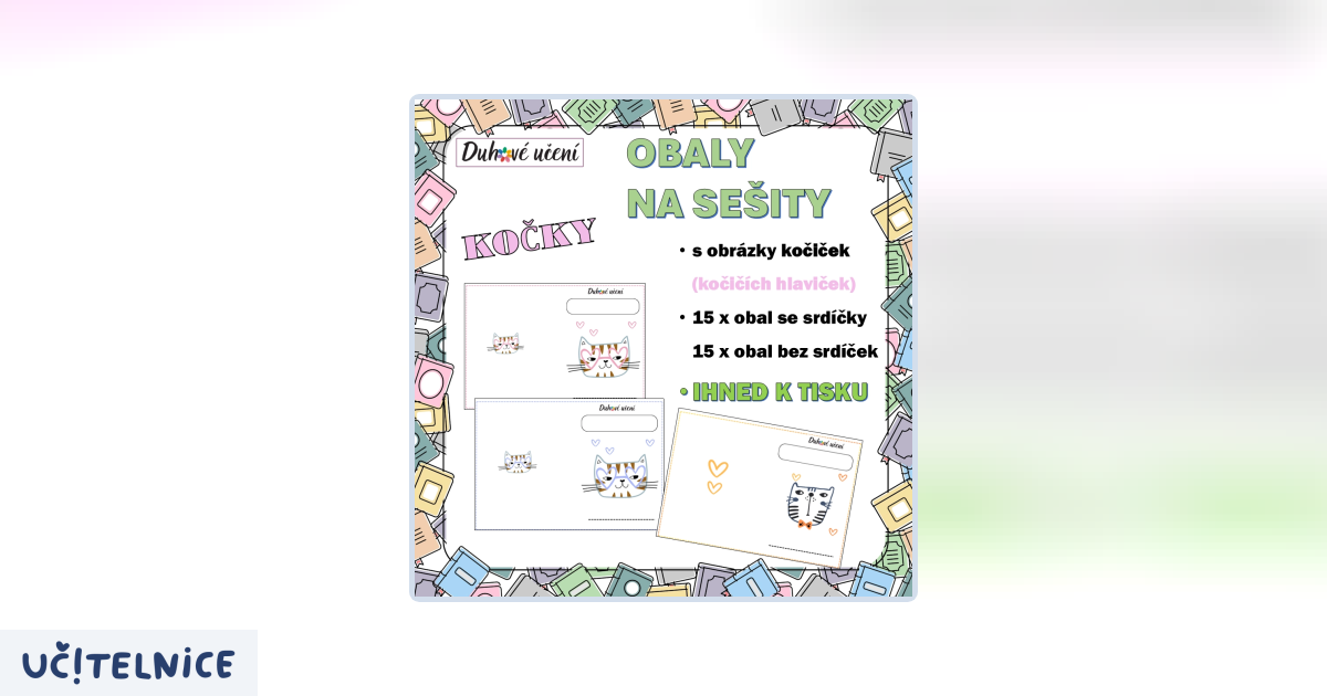 Obaly na sešity s kočičkami (kočičími hlavičkami) | Učitelnice