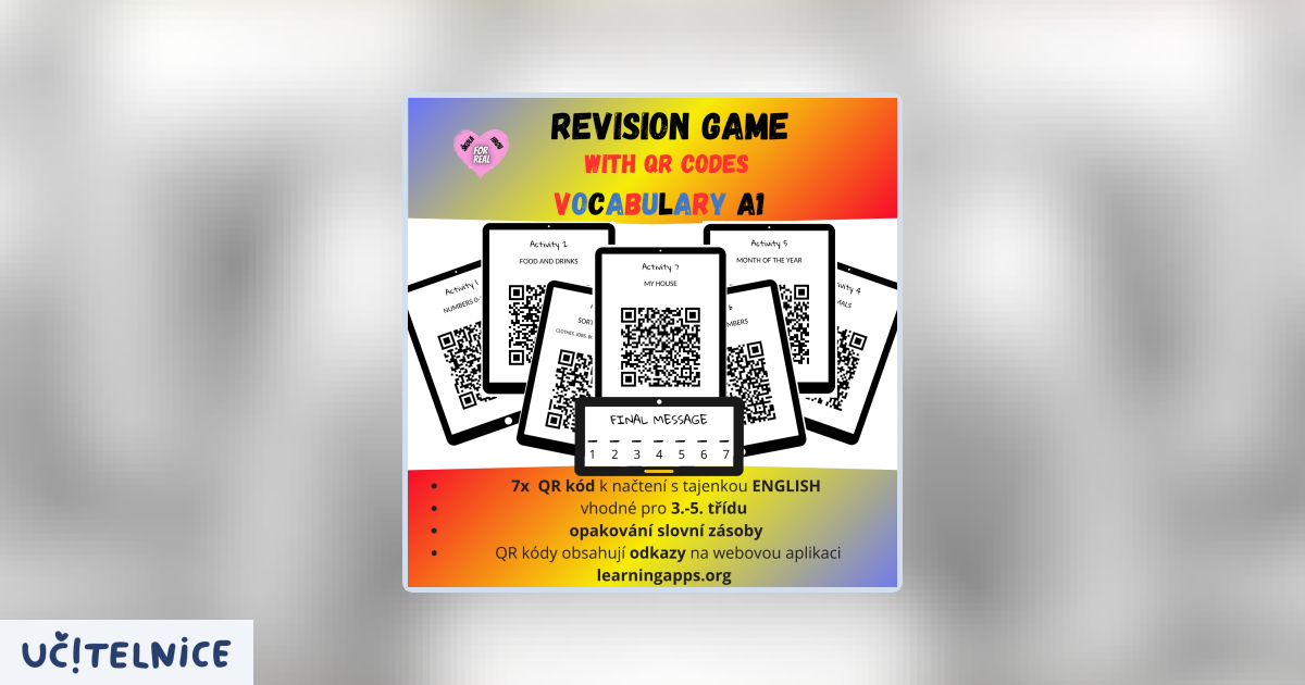 Revision game with QR codes - Vocabulary A1 | Učitelnice