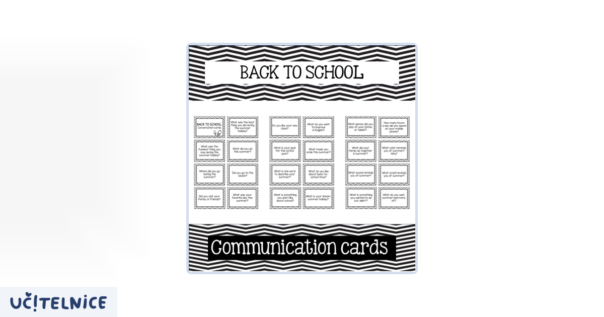 Back to school - conversation cards | Učitelnice