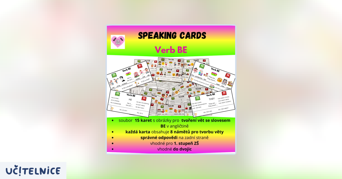 Speaking cards - verb BE | Učitelnice