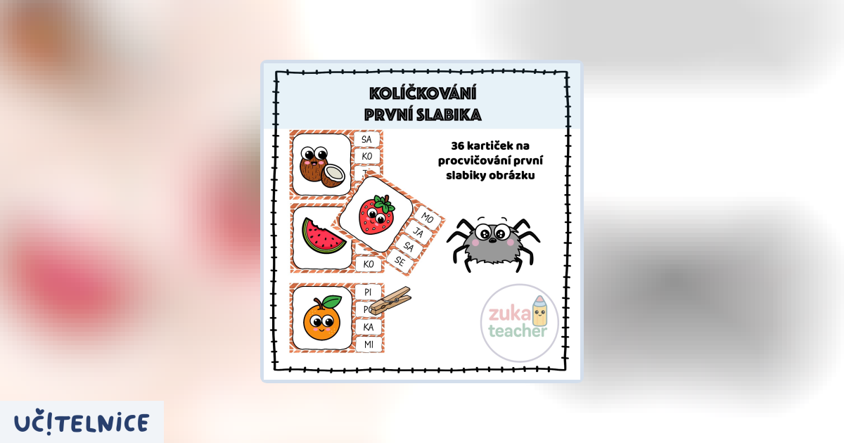 Kolíčkování - První slabika obrázku | Učitelnice