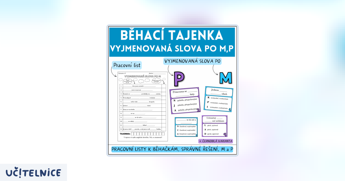 Vyjmenovaná slova po M,P - běhací tajenka | Učitelnice