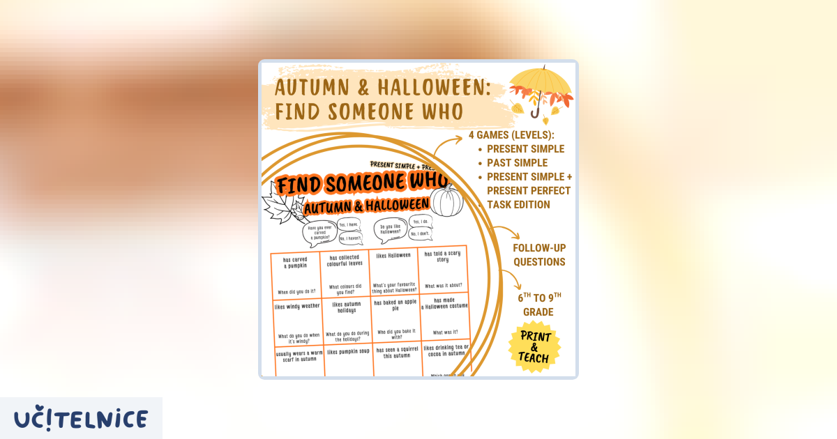 Autumn & Halloween: Find someone who | Učitelnice