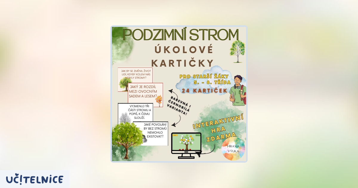 Podzimní strom - úkolové kartičky (starší žáci) | Učitelnice