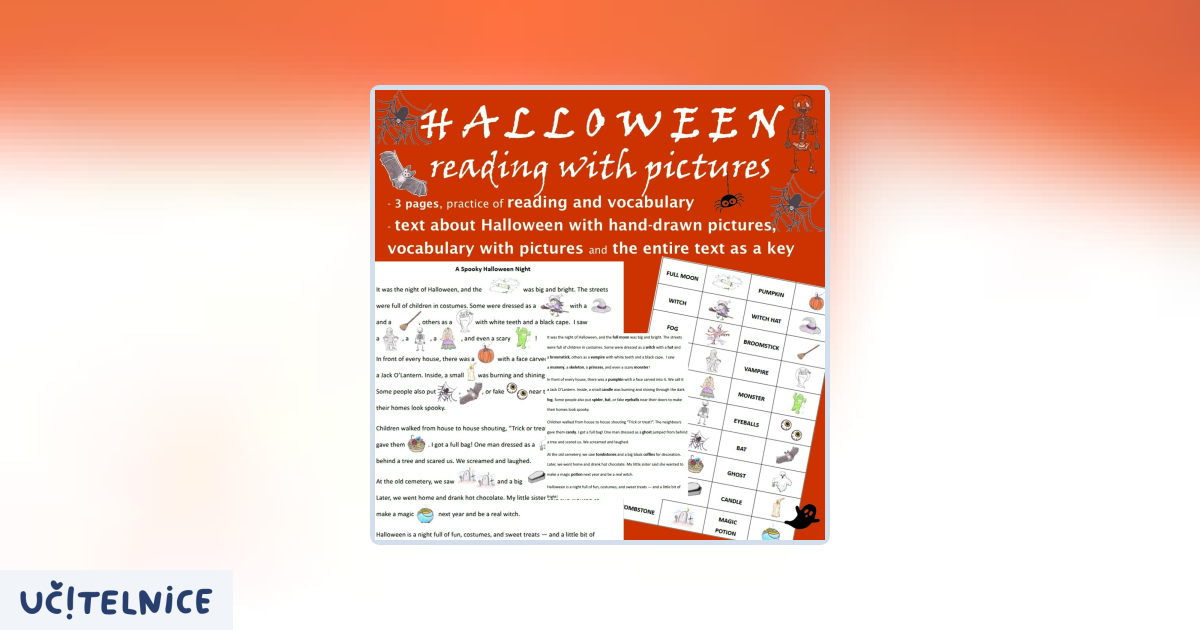 Halloween - reading with pictures | Učitelnice