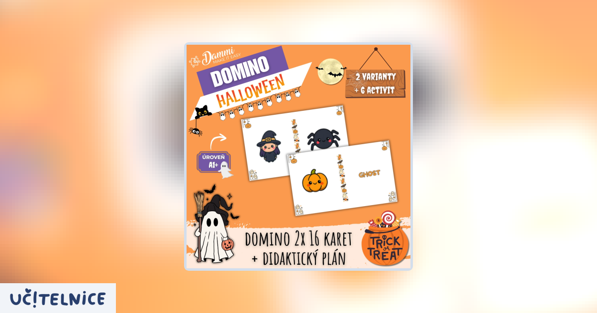 Game - 🎃 Halloween Domino (A1) | Obrázek–obrázek + Obrázek–slovo ...