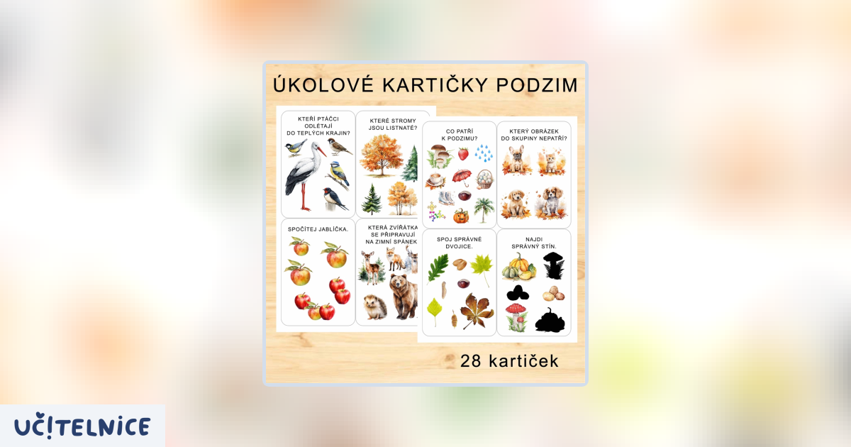 ÚKOLOVÉ KARTIČKY PODZIM | Učitelnice