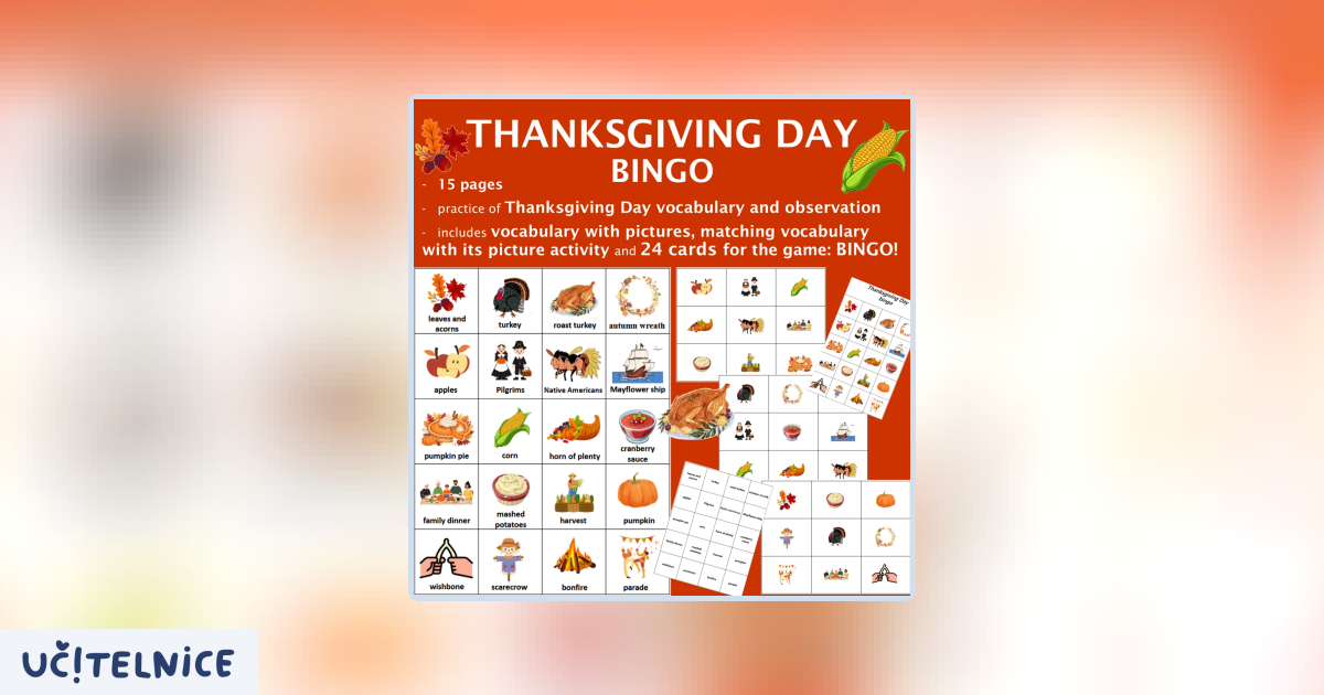 Thanksgiving Day bingo | Učitelnice