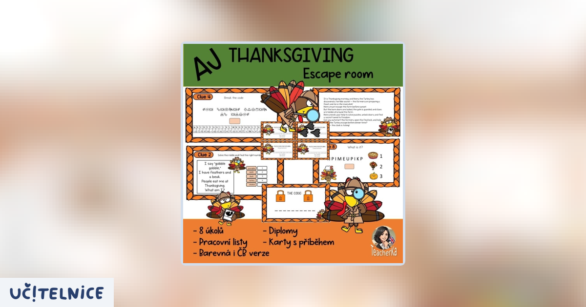 Thanksgiving - Escape room | Učitelnice
