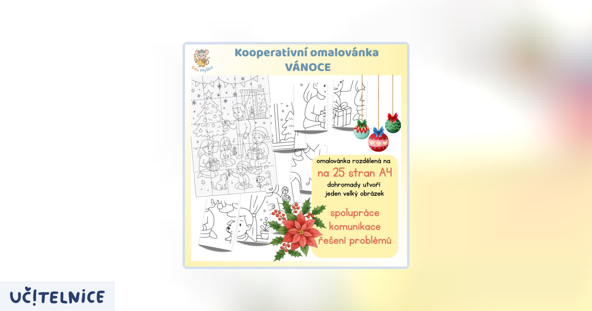 Kooperativní omalovánka Vánoce | Učitelnice