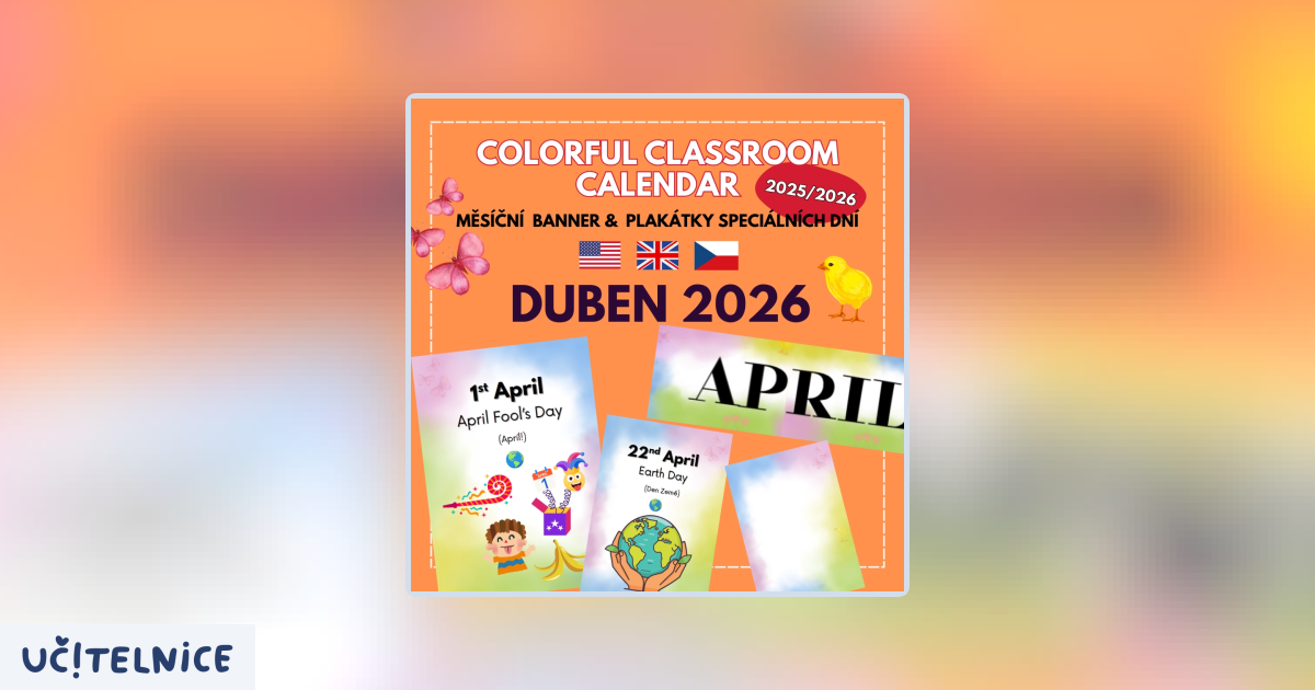 Colorful Classroom Calendar 2025/26 - April | Učitelnice