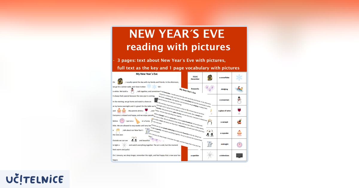 New Year´s Eve reading with pictures | Učitelnice