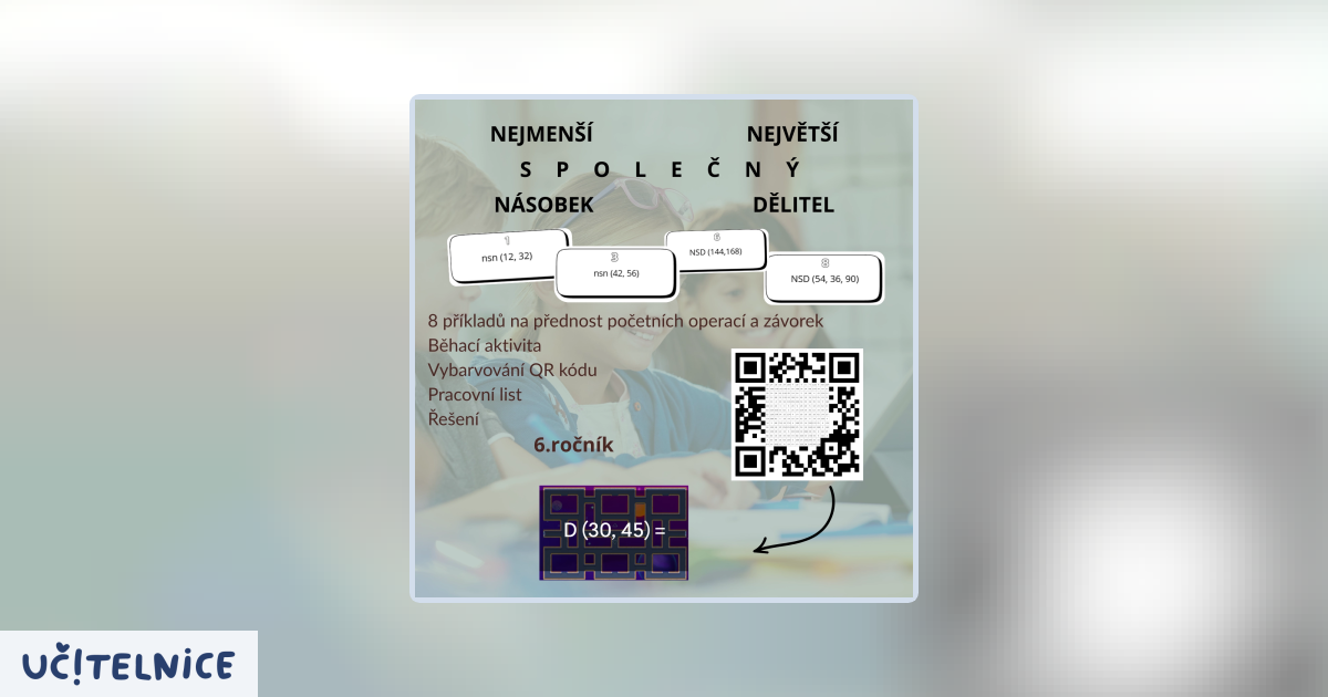 Nejmenší společný násobek, největší společný dělitel (vybarvování QR ...