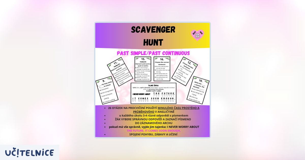 Scavenger Hunt - Past simple/past continuous | Učitelnice