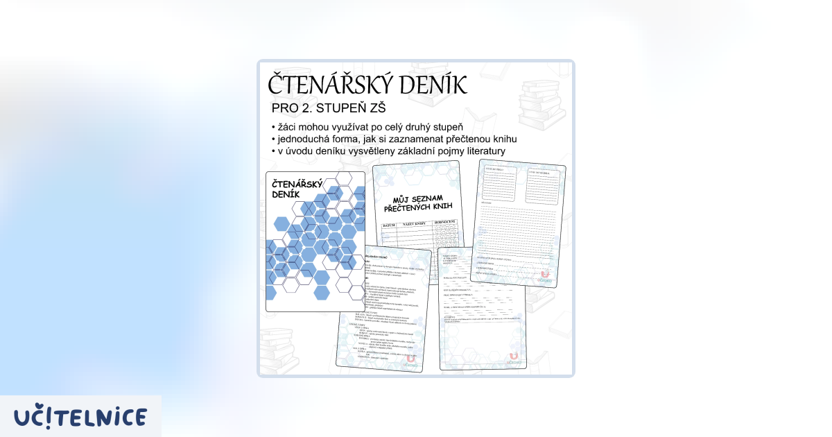 Čtenářský deník pro 2. stupeň ZŠ | Učitelnice