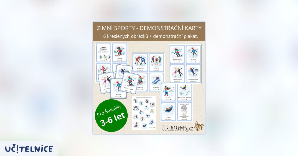 Zimní sporty - kreslené - demonstrační karty | Učitelnice