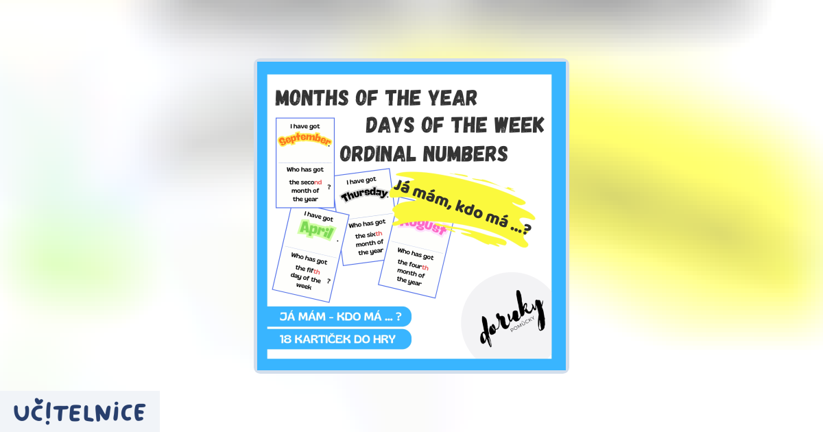 Months of the year, Days of the week, ordinal numbers | Učitelnice