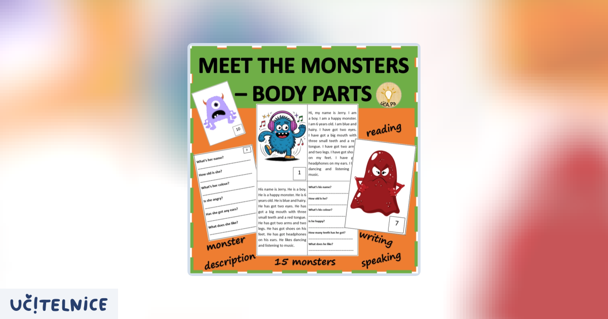 MEET THE MONSTERS - BODY PARTS | Učitelnice