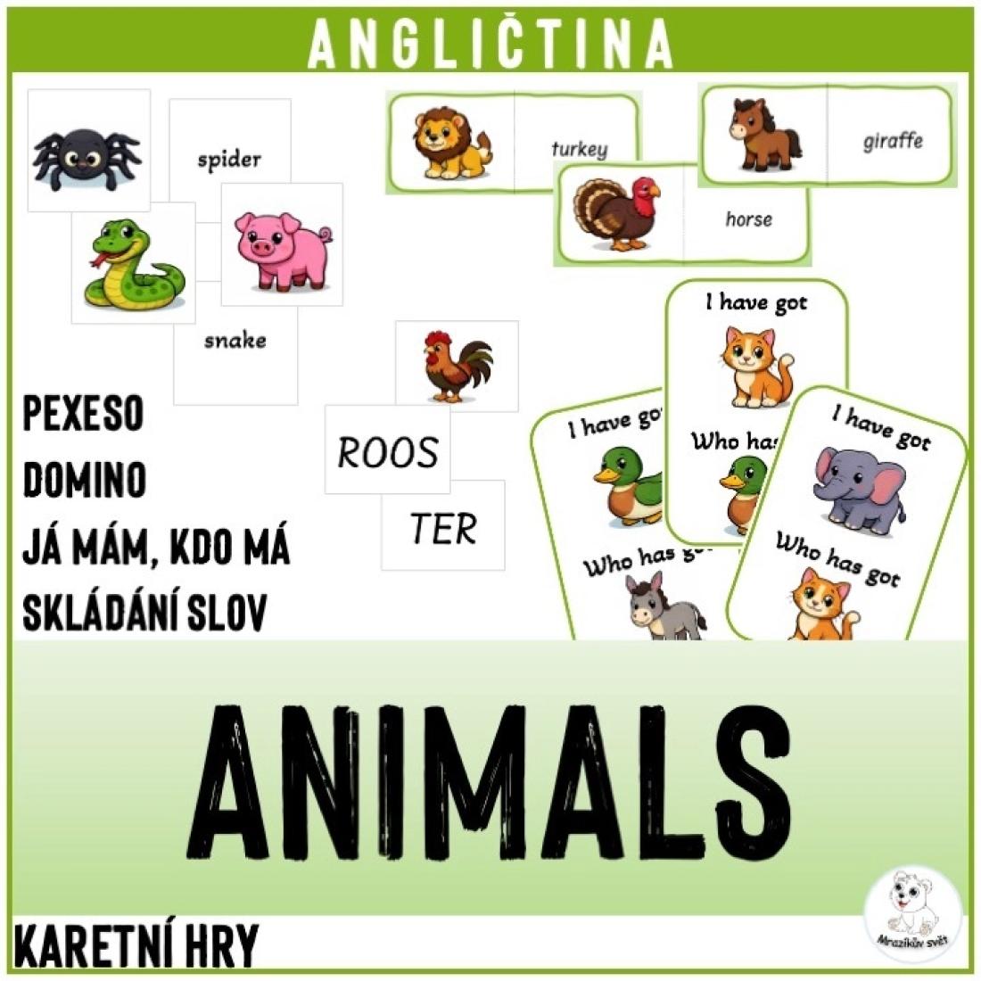 Animals - karetní hry | Učitelnice