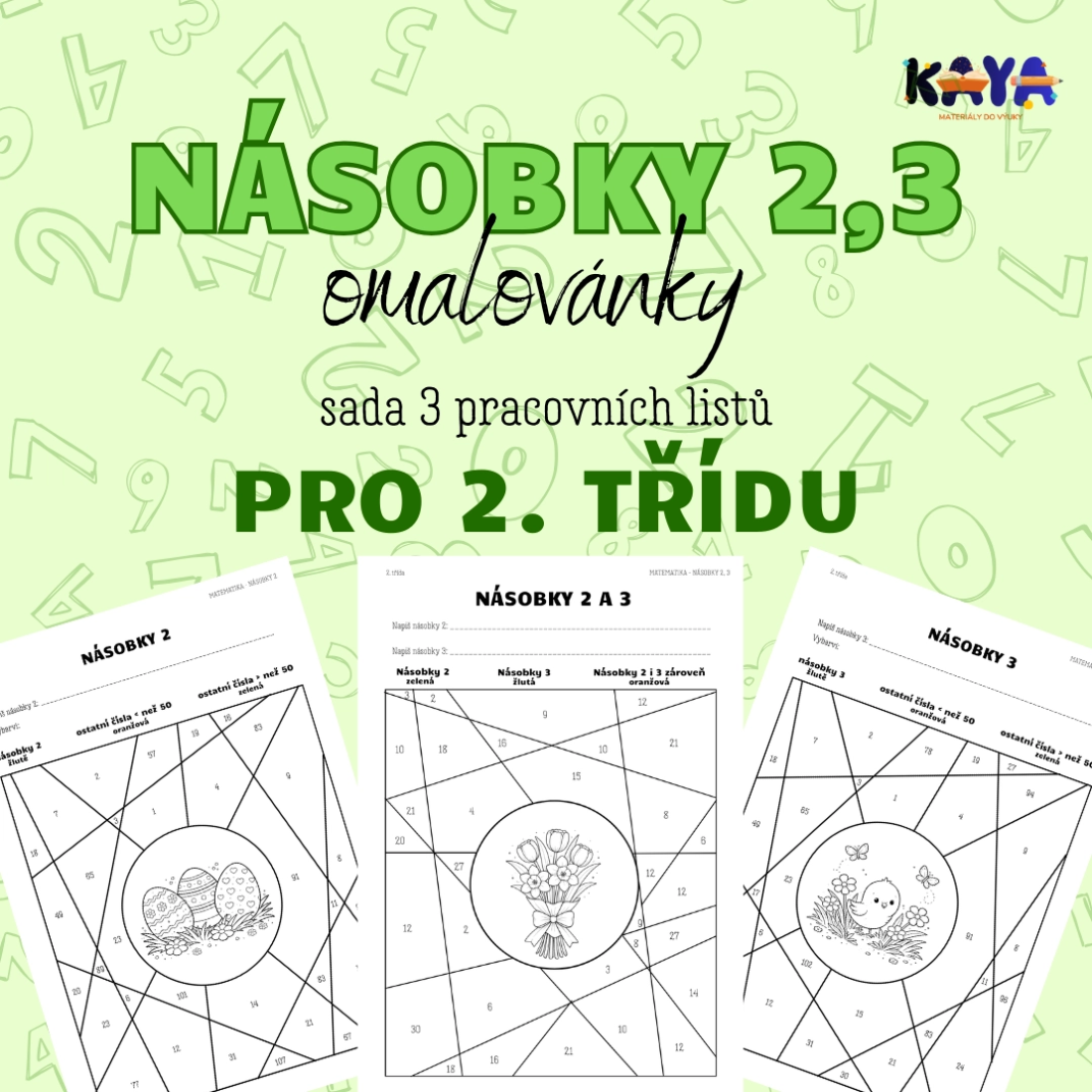 Násobky 2 a 3 - sada 3 tematických pracovních listů pro 2. třídu ...