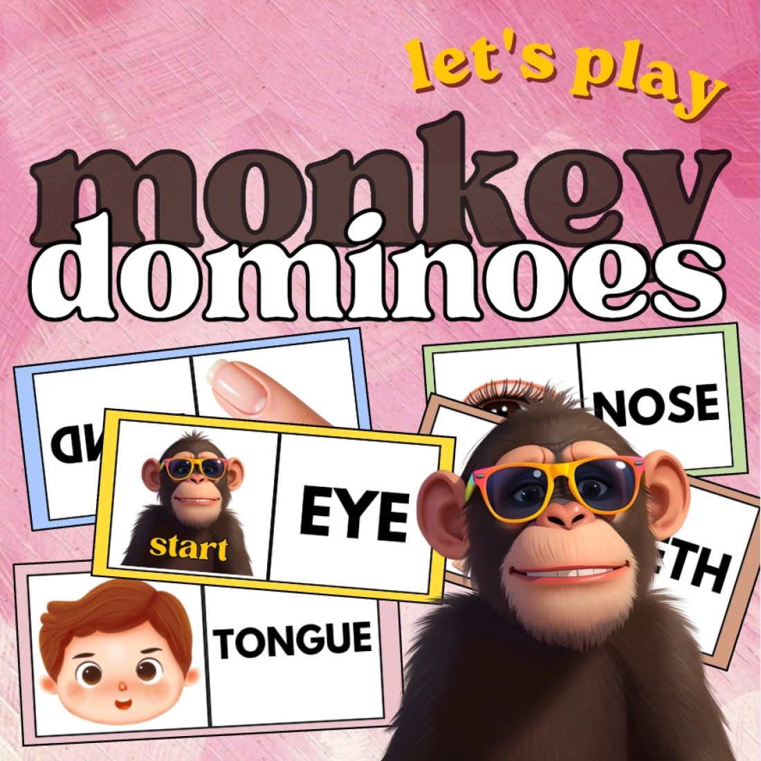 Monkey dominoes (Parts od the body) | Učitelnice