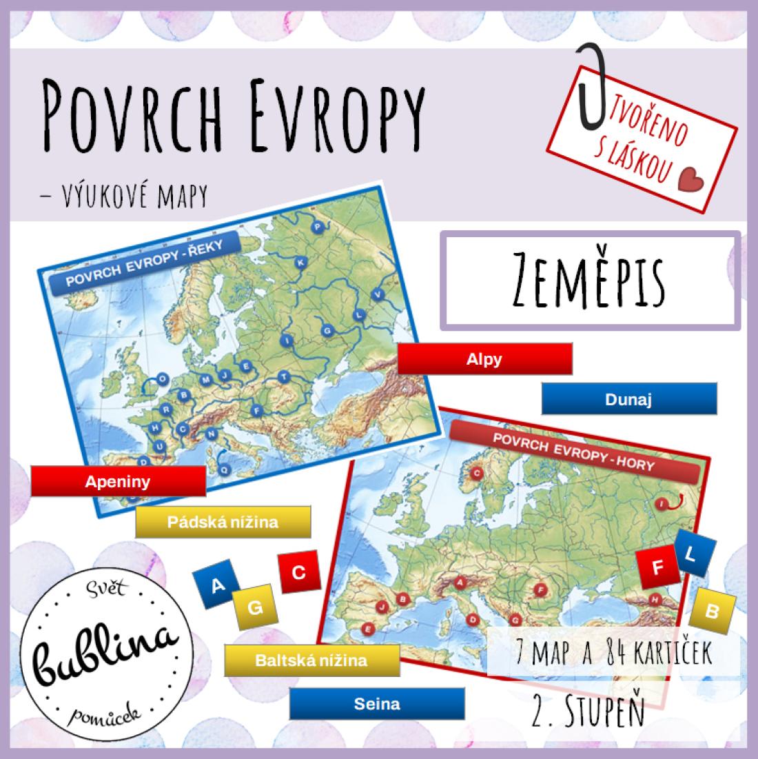 Povrch Evropy - výukové mapy | Učitelnice