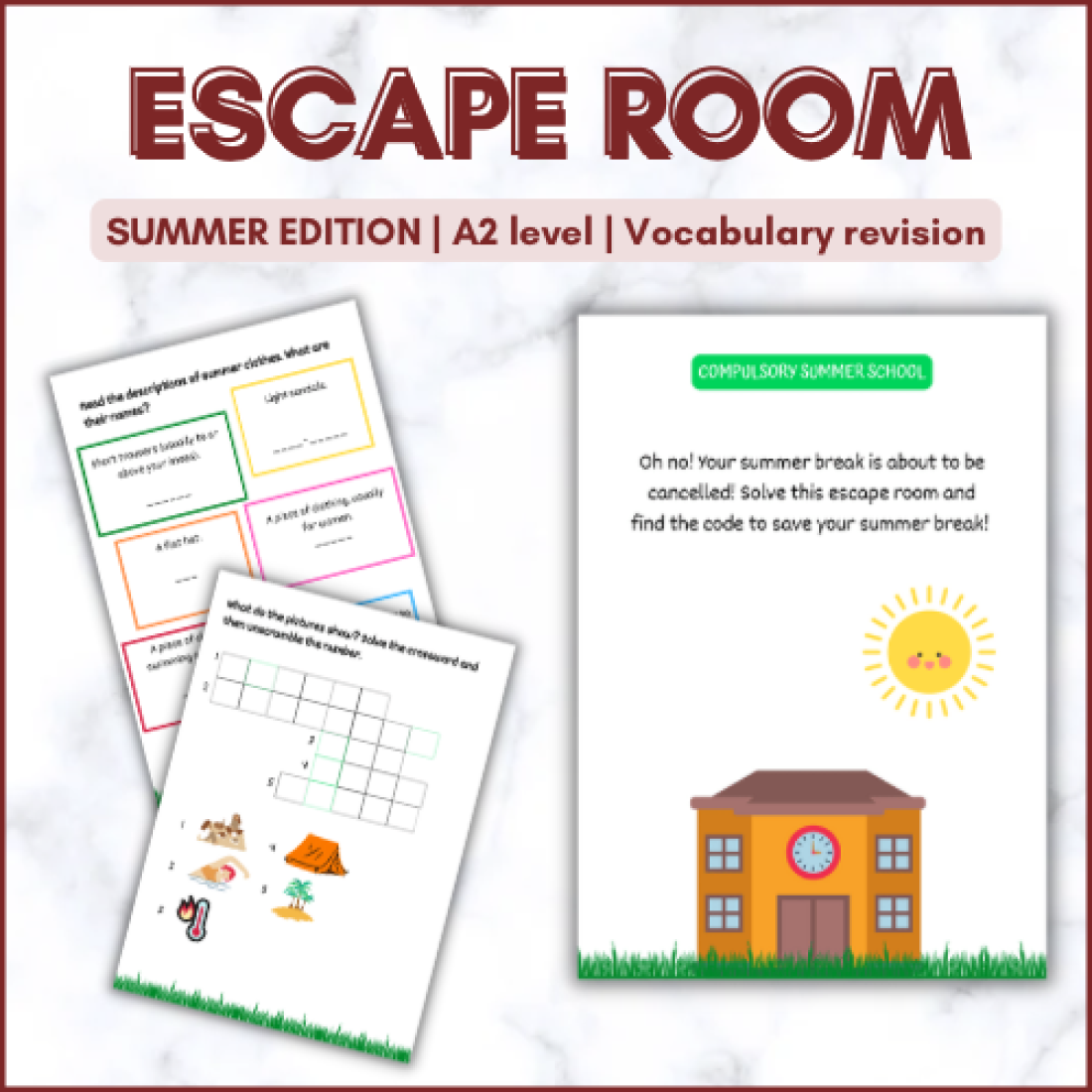Escape room | SUMMER VOCABULARY | 1.stupeň ZŠ | Učitelnice