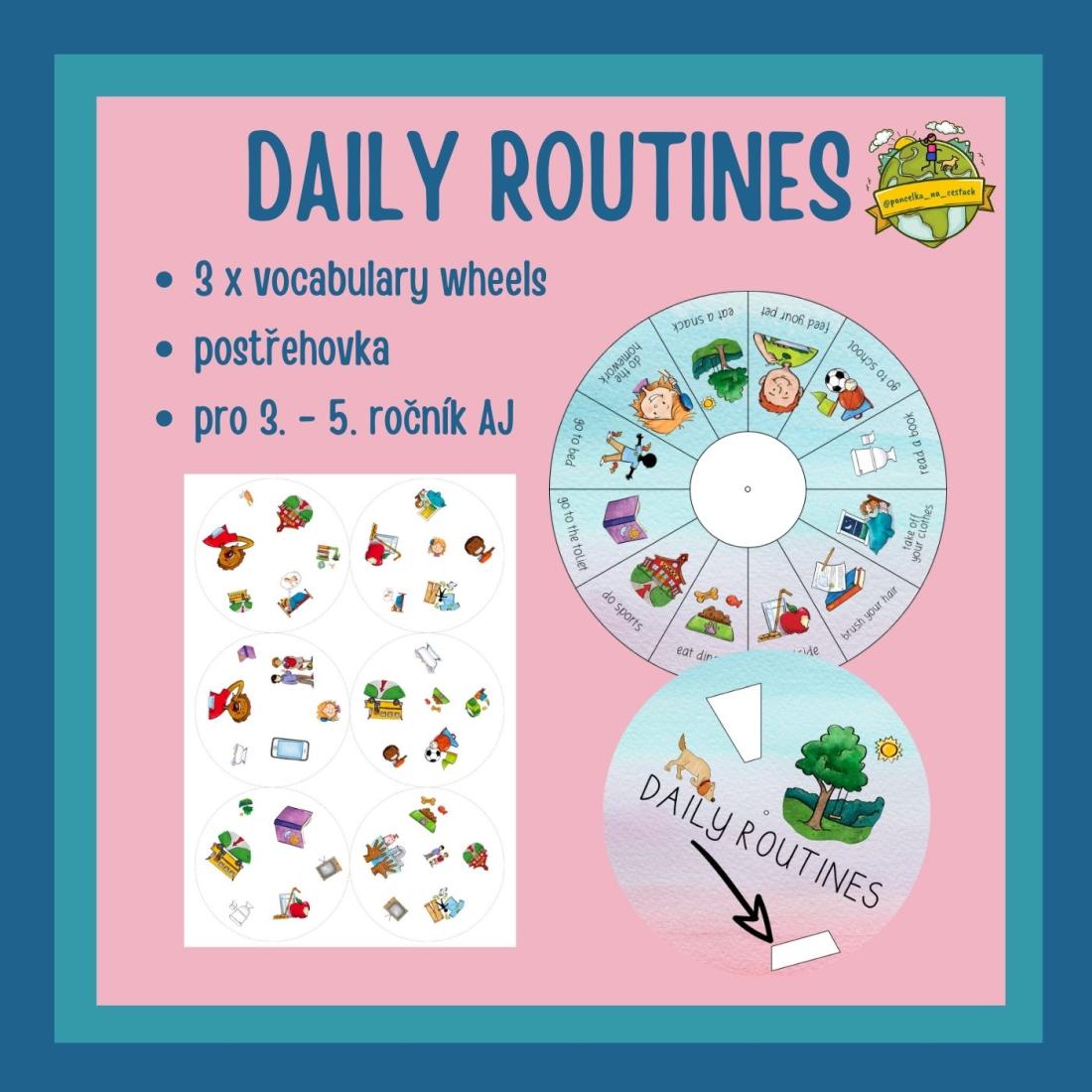 Daily routines - vocabulary wheel + matching game | Učitelnice