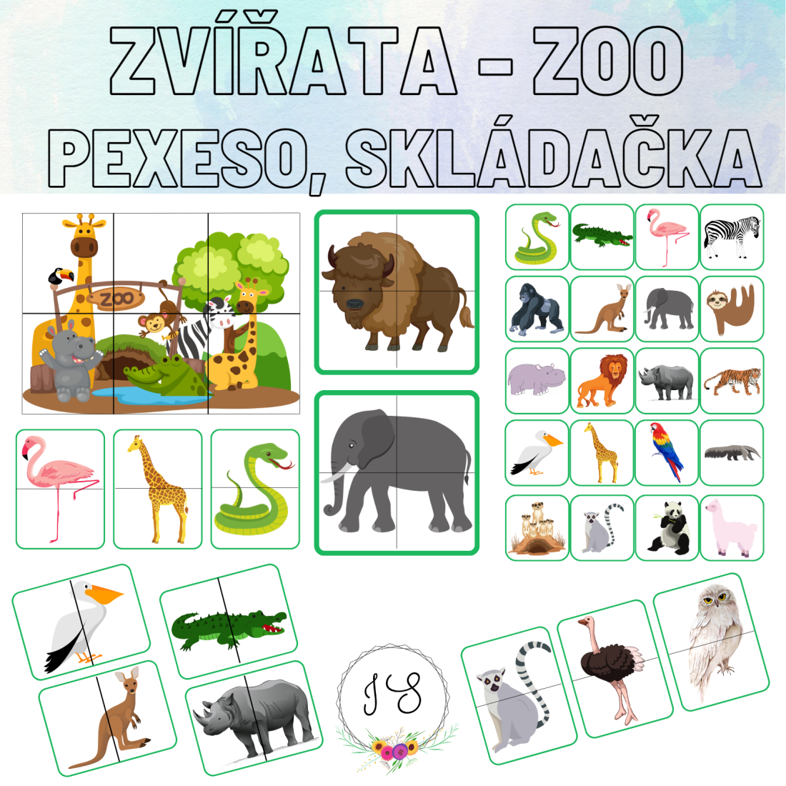 Zvířata Zoo- pexeso, skládačky | Učitelnice