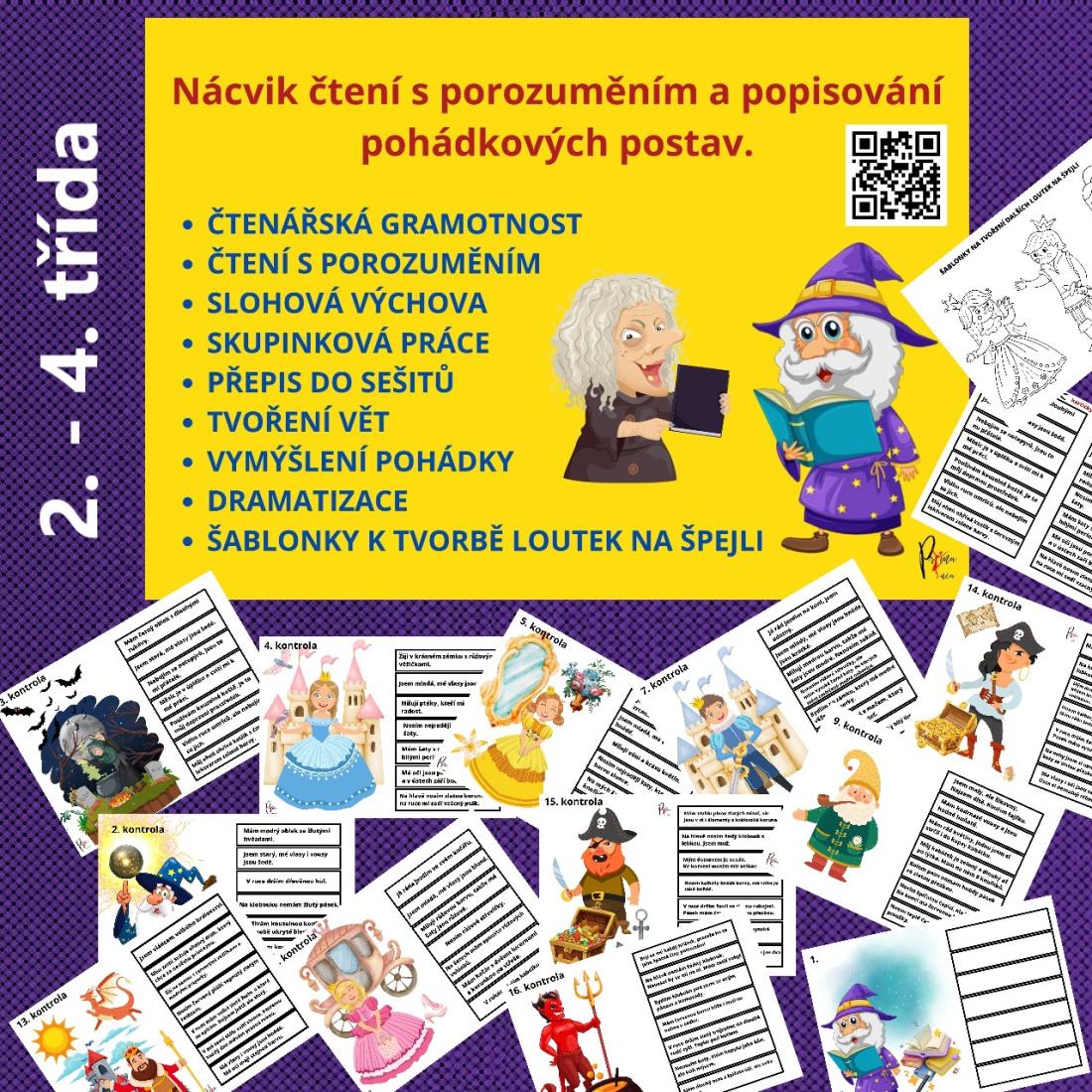 Nácvik čtení s porozuměním a popisování pohádkových postav - skupinové ...
