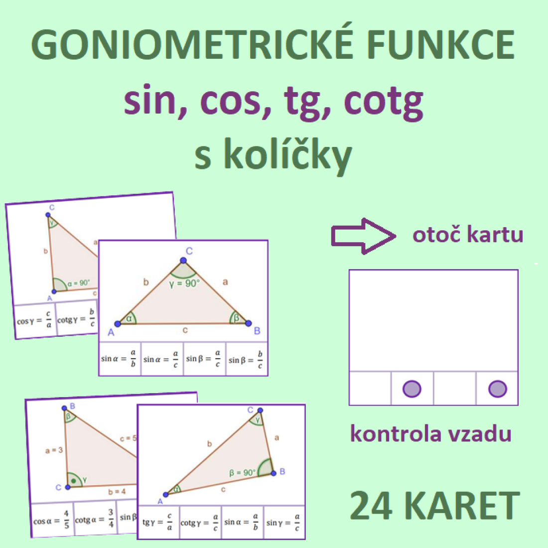 GONIOMETRICKÉ FUNKCE s kolíčky (sin, cos, tg, cotg) | Učitelnice