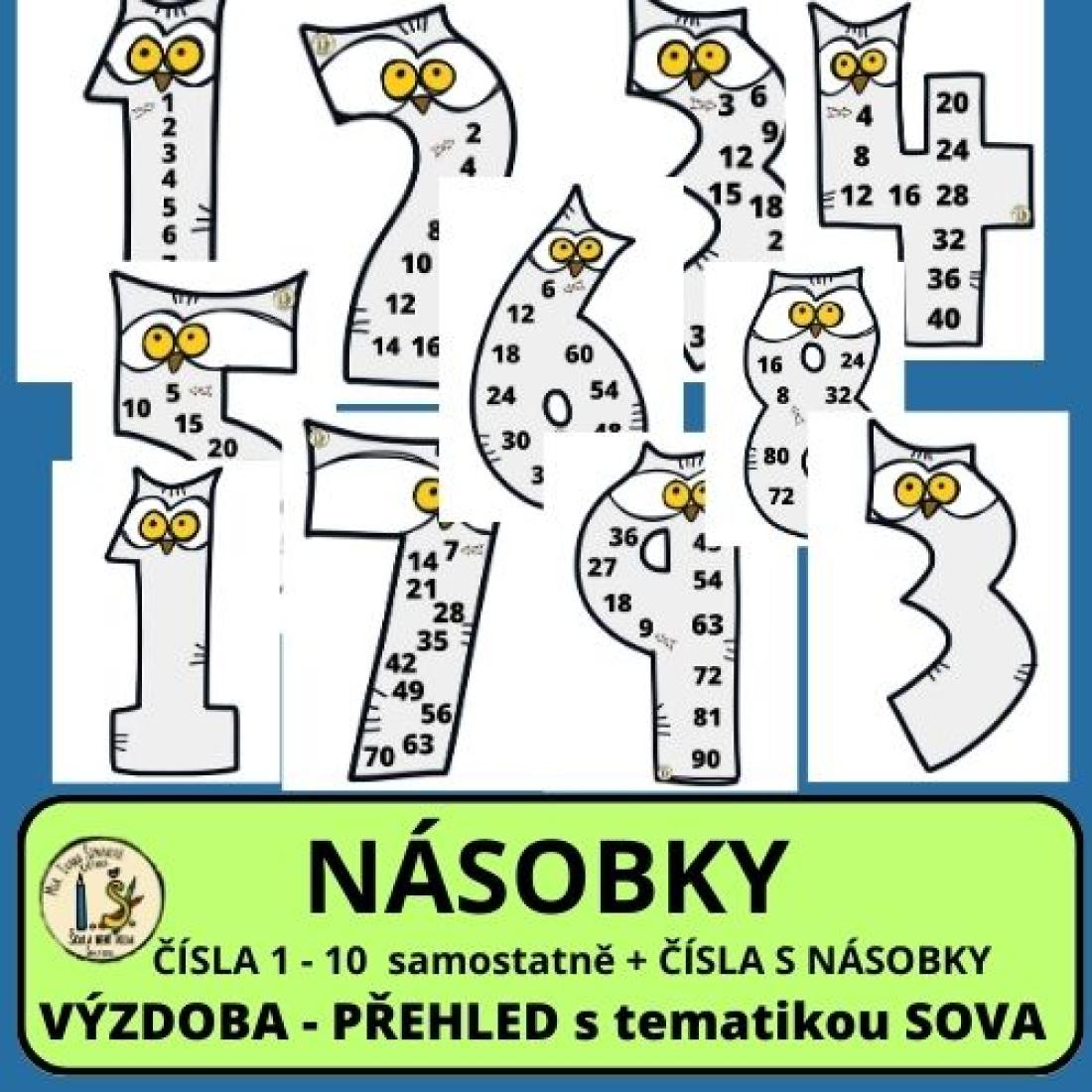 NÁSOBKY, ČÍSLA - SOVIČKY | Učitelnice