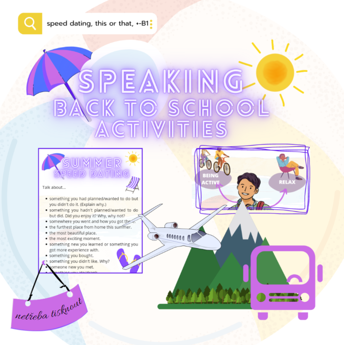 Speaking back-to-school activities (speed dating, this or that) B1 ...