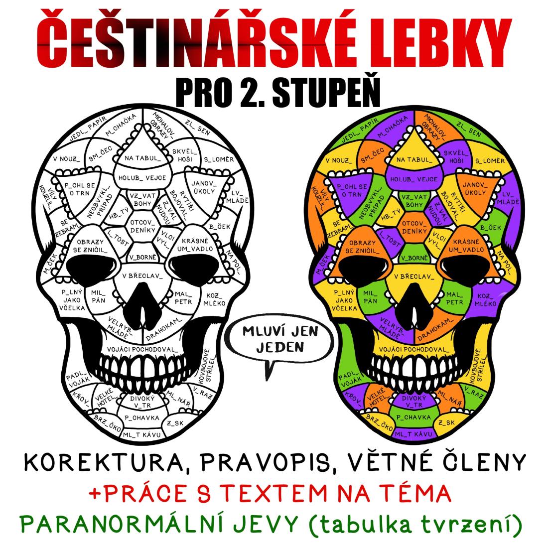Češtinářské lebky pro 2. stupeň + práce s textem | Učitelnice