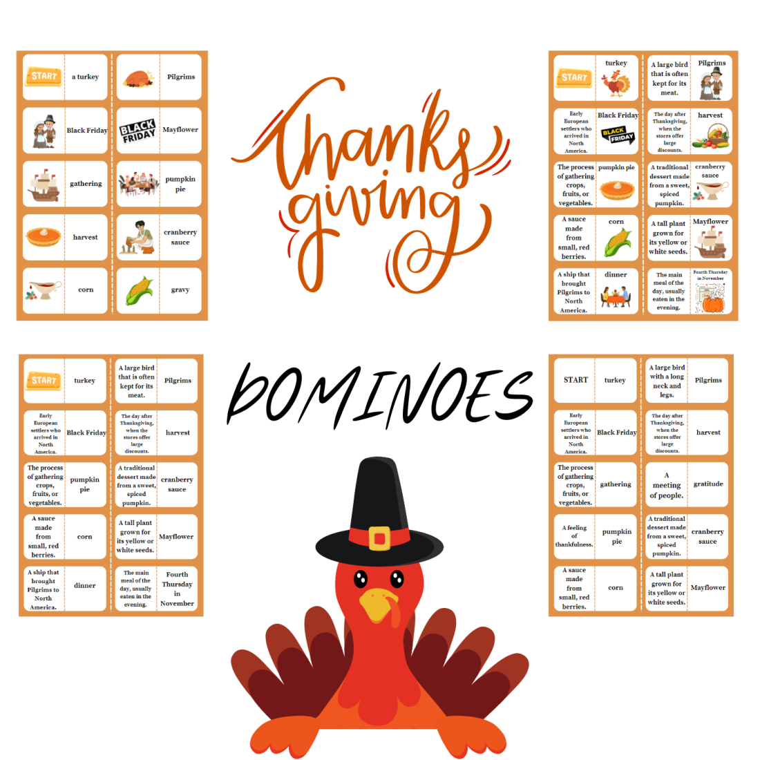 Thanksgiving - Dominoes | Učitelnice