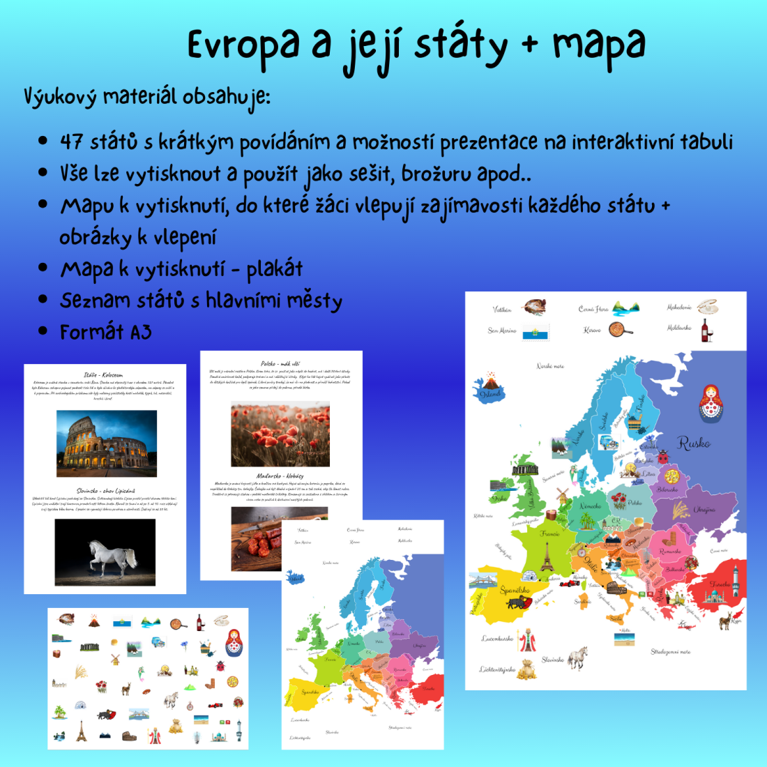 Evropa a její státy + mapa | Učitelnice