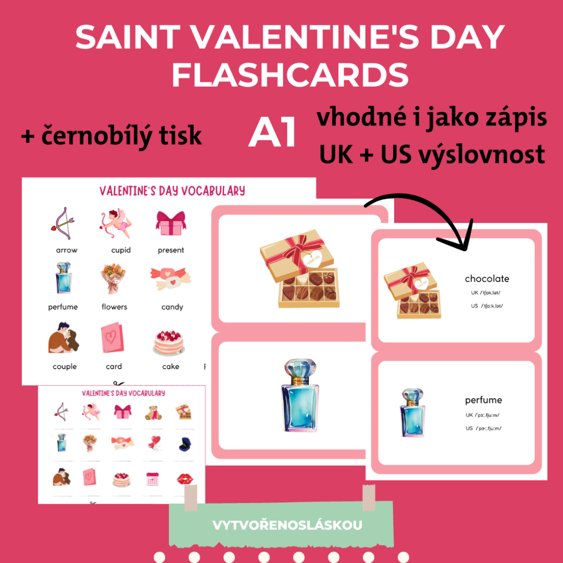 Flashcards - valentine's day vocabulary - A1 | Učitelnice