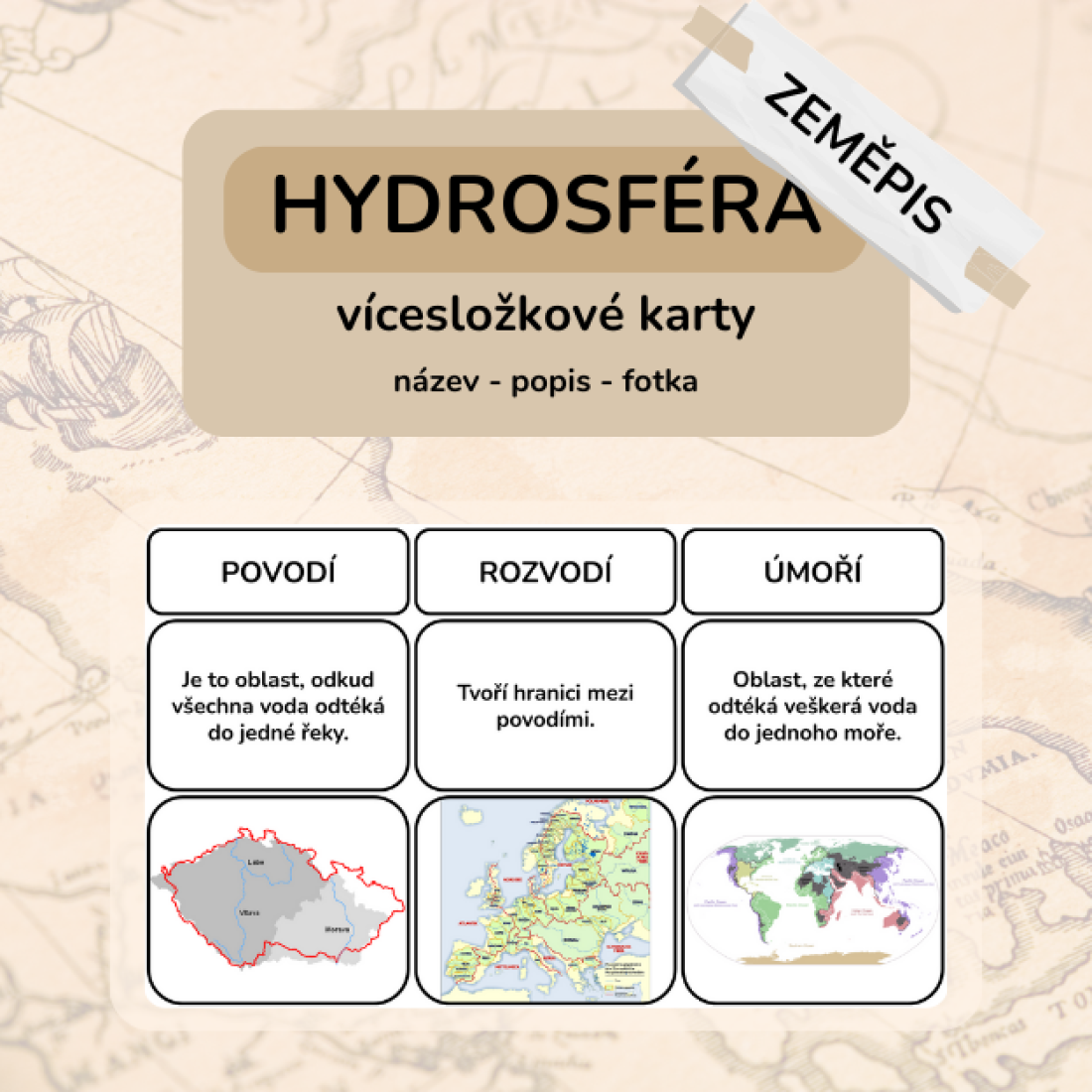 Hydrosféra - vícesložkové karty | Učitelnice